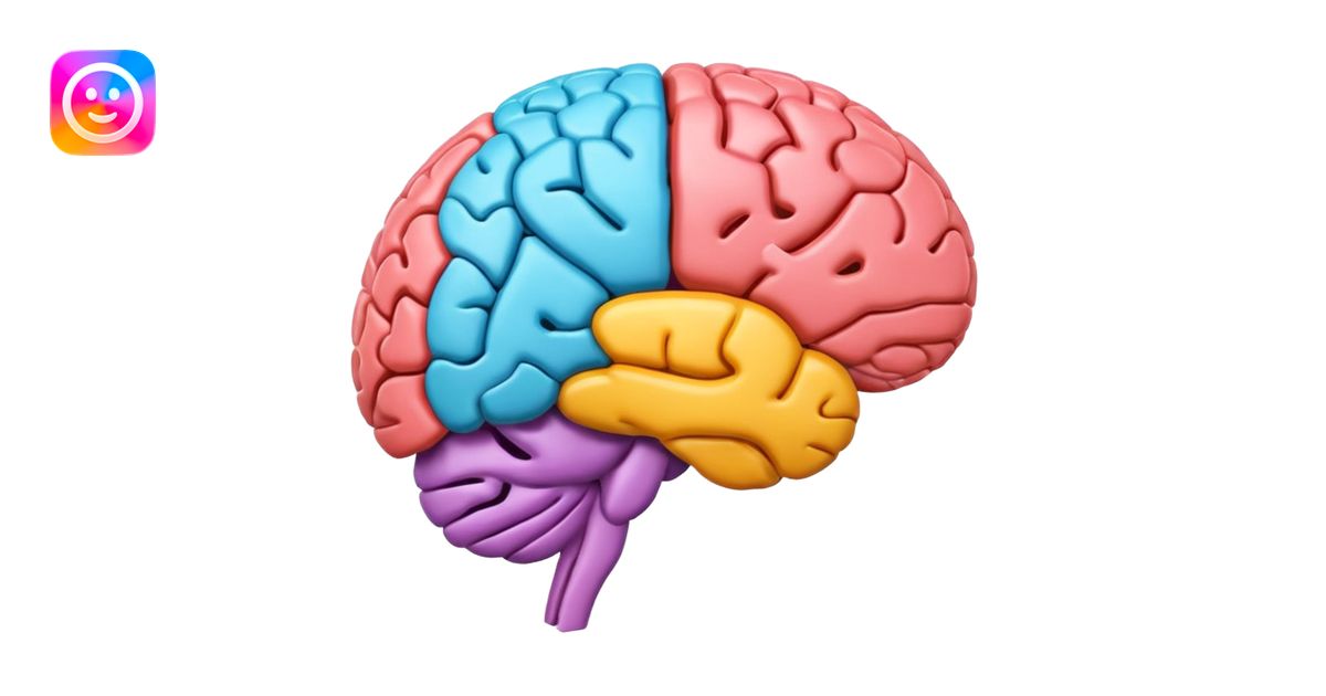 emoji icon of side view of brain with details of the brain structure ...