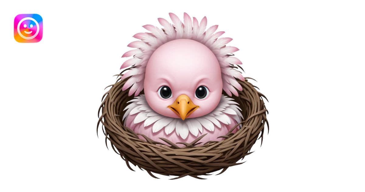 albino baby crow in nest emoji | AI Emoji Generator
