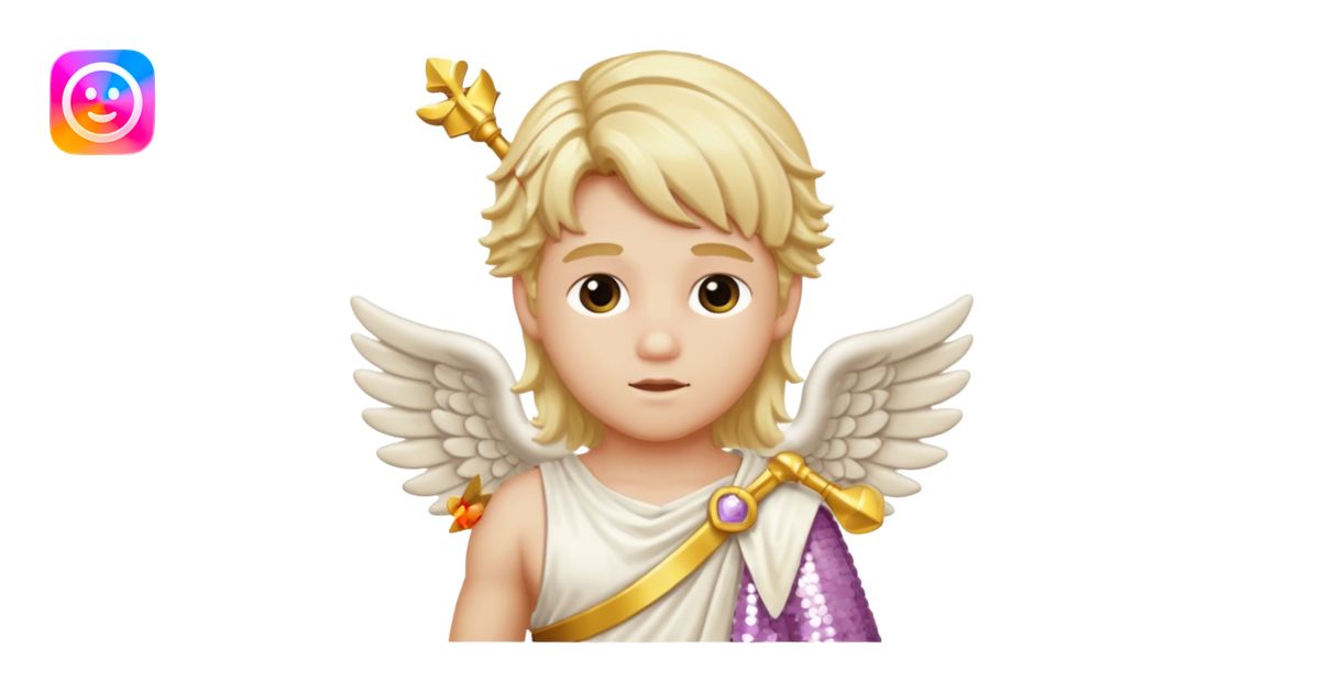 Cupid Love God with long blonde hair, cream sequin toga emoji | AI ...