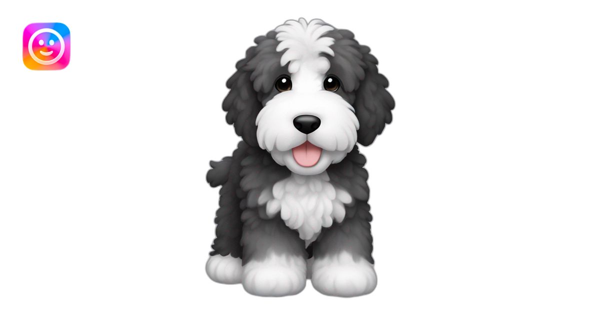 Sheepadoodle gray and black emoji | AI Emoji Generator