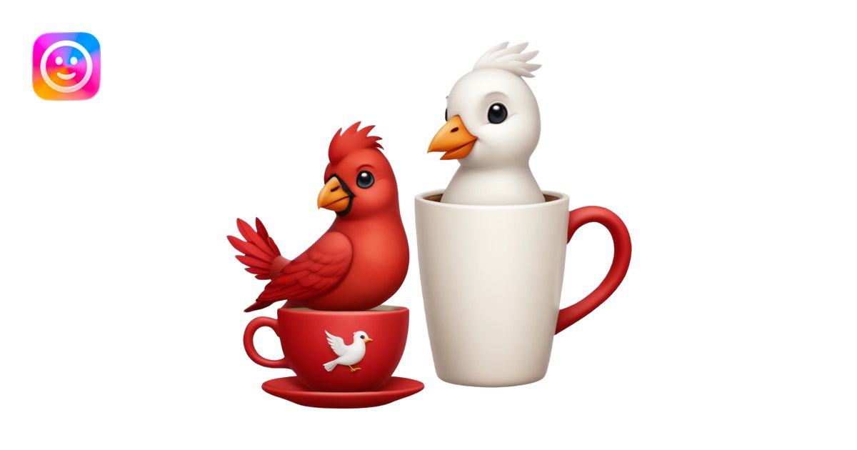 Happy cardinal bird with a dove and a cup of coffee emoji | AI Emoji ...