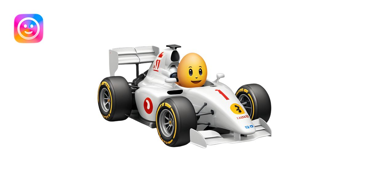 Egg in formula 1 car emoji | AI Emoji Generator