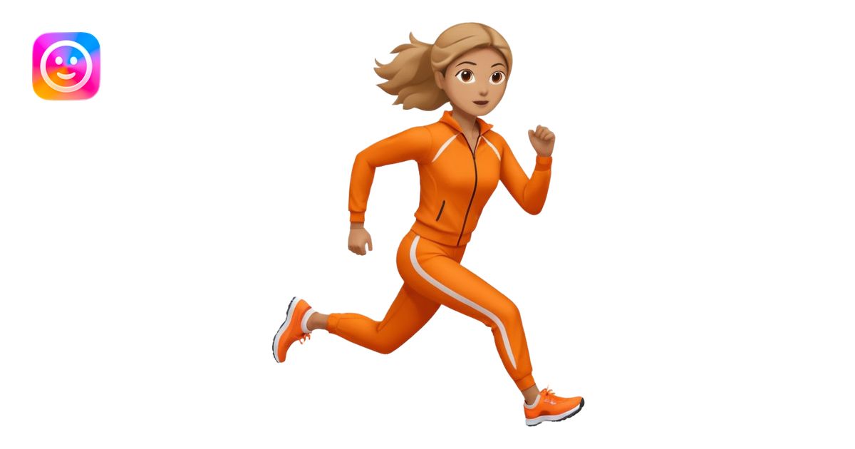 woman in orange sport suit running emoji | AI Emoji Generator