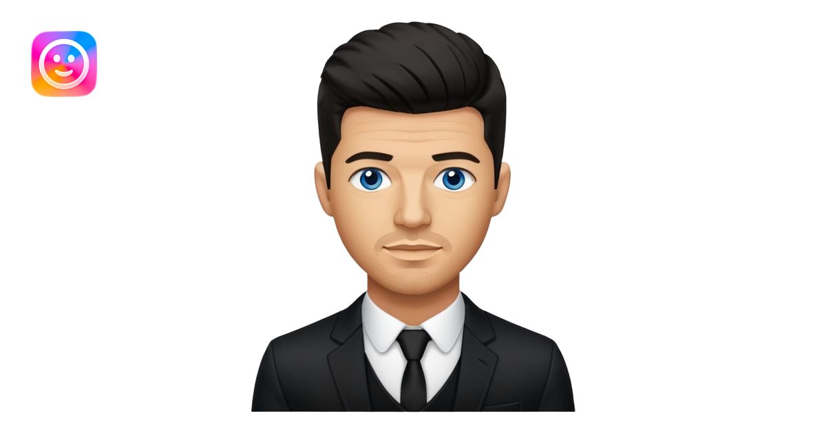 Robin Thicke with blue eyes, black hair, black outfit emoji | AI Emoji ...
