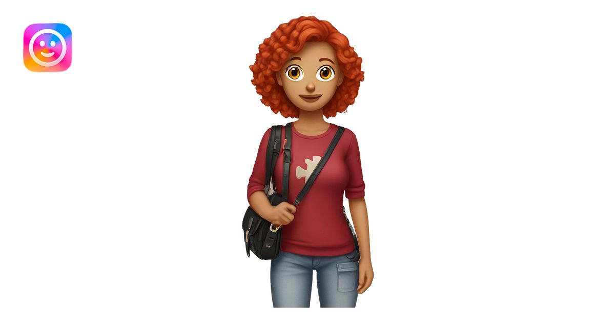 red head teen wearing cross body purse emoji | AI Emoji Generator