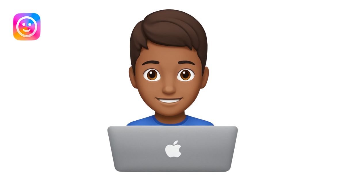Mexican teen behind macbook emoji | AI Emoji Generator