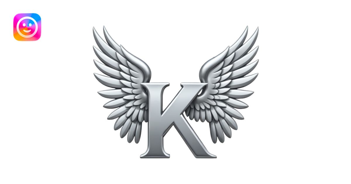 Add letter "K" between two wings emoji | AI Emoji Generator