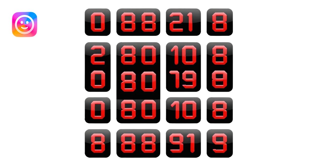 Black-red numbers in squares emoji | AI Emoji Generator