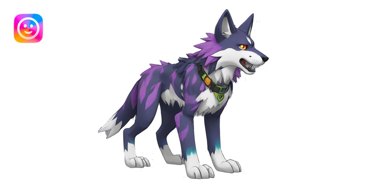 Cool Edgy Colorful Digimon-Fakemon-Wolf with edgy markings full body ...