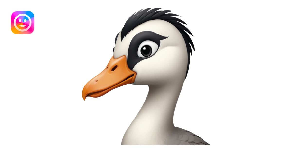 goose facing forward that is emo with swoop of bangs over one eye emoji ...
