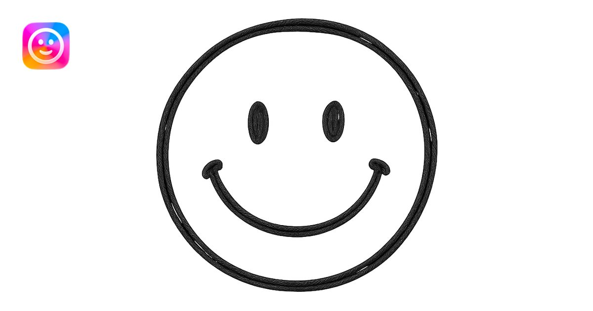 hand drawn outlined icon of a pink smiley face, no fill icon | AI Emoji ...