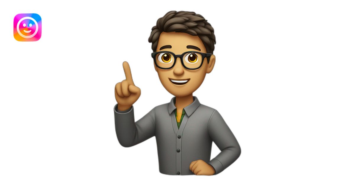 Nerd with glasses with hand pointing up emoji | AI Emoji Generator