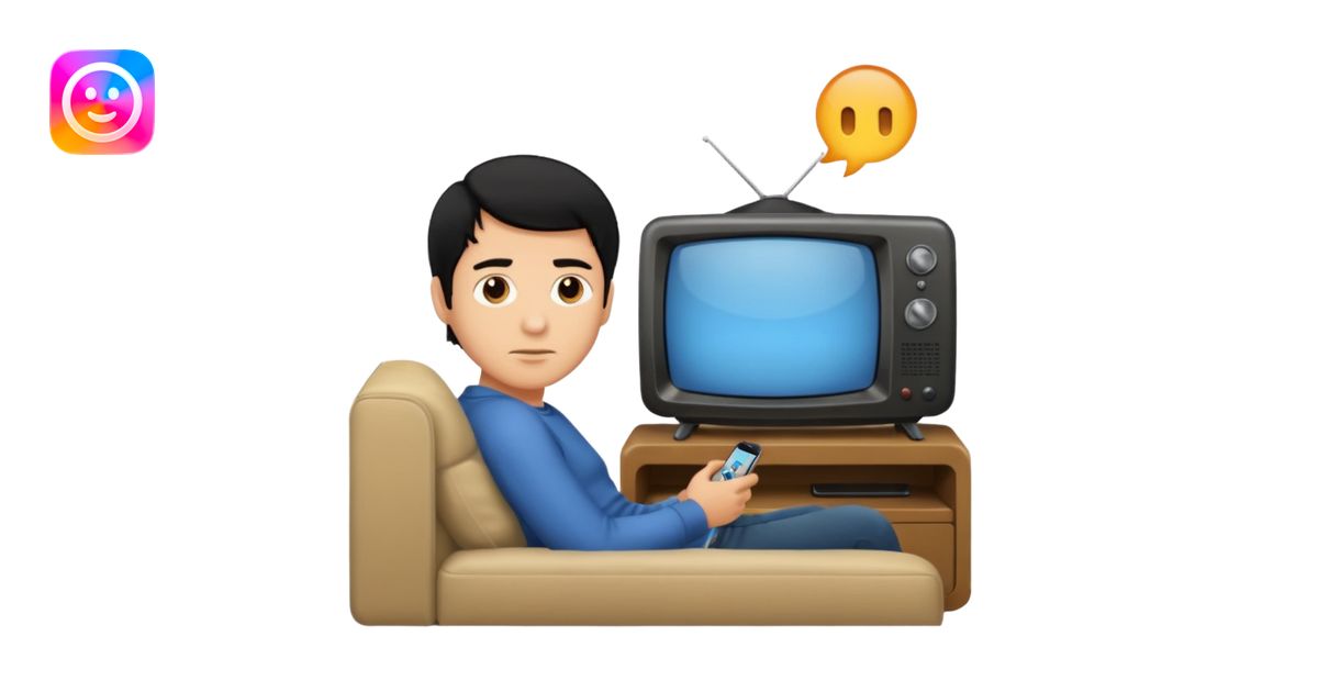 light black hair man watching TV emoji | AI Emoji Generator