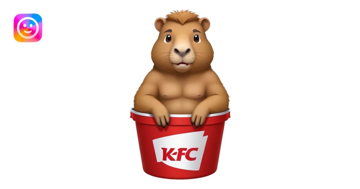 Muscular capybara with big muscles sitting in a KFC bucket emoji | AI ...