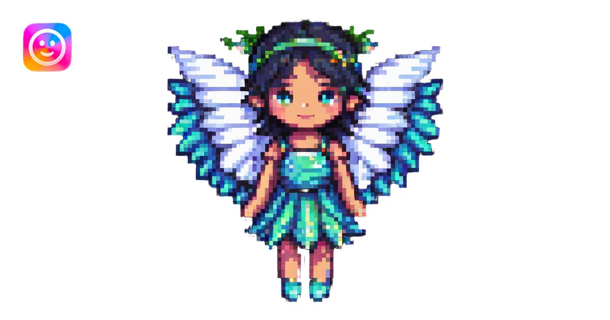 cute and magical pixel art fairy with wings illustration | AI Emoji ...