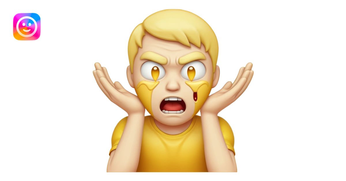 yellow emoji choking himself out in anger scary emoji | AI Emoji Generator