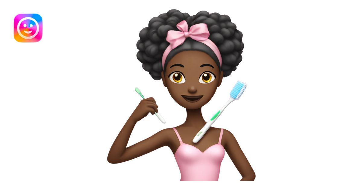 black ballerina holding a toothbrush with pink too too emoji | AI Emoji ...