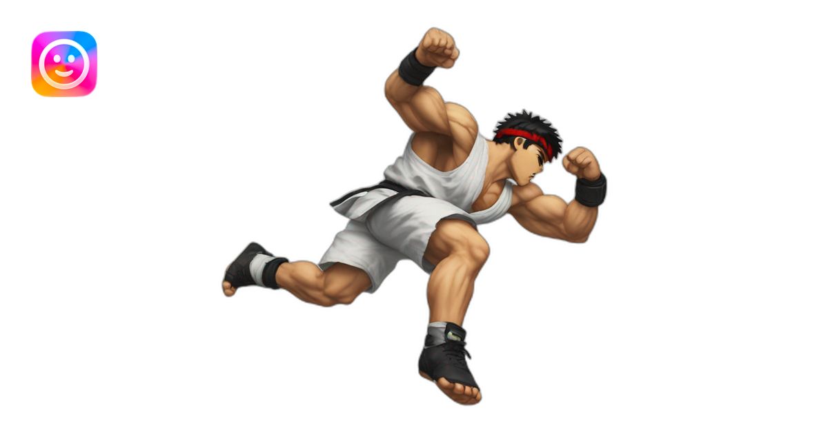 street fighter ryu helicopter kick emoji | AI Emoji Generator
