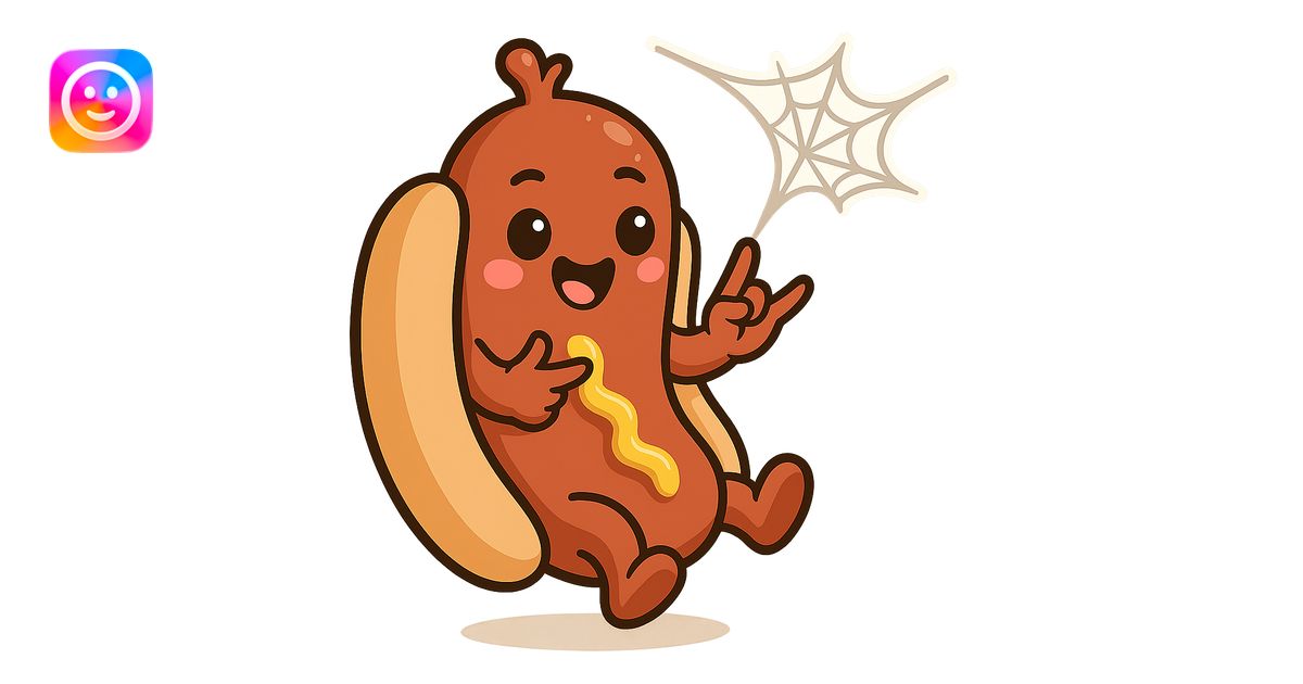 Edit the image so that the web is coming out of the hot dog's head ...