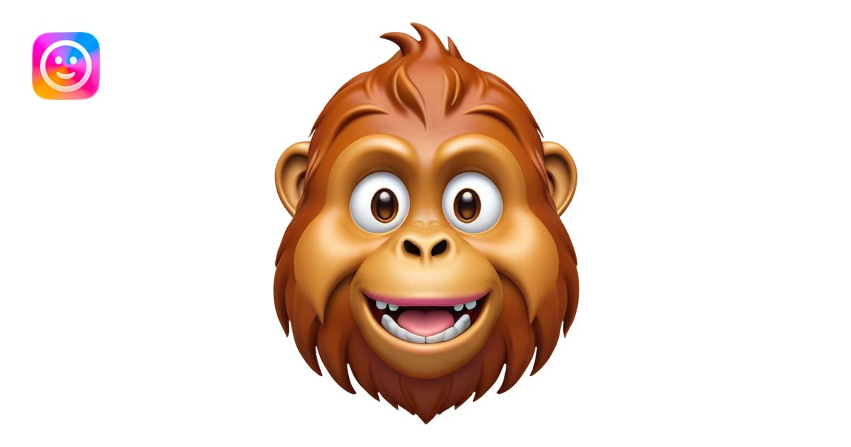 Cinematic Comical Orangutan Portrait Emoji, Head tilted dramatically ...
