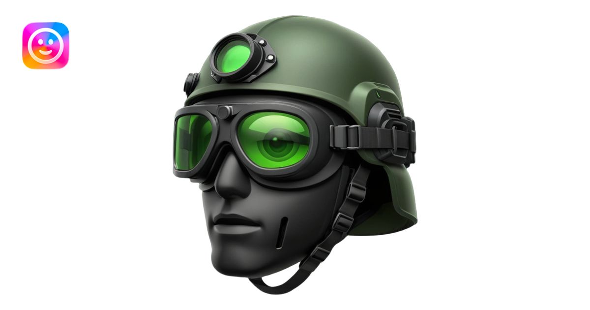 military helmet with nightvision goggles emoji | AI Emoji Generator