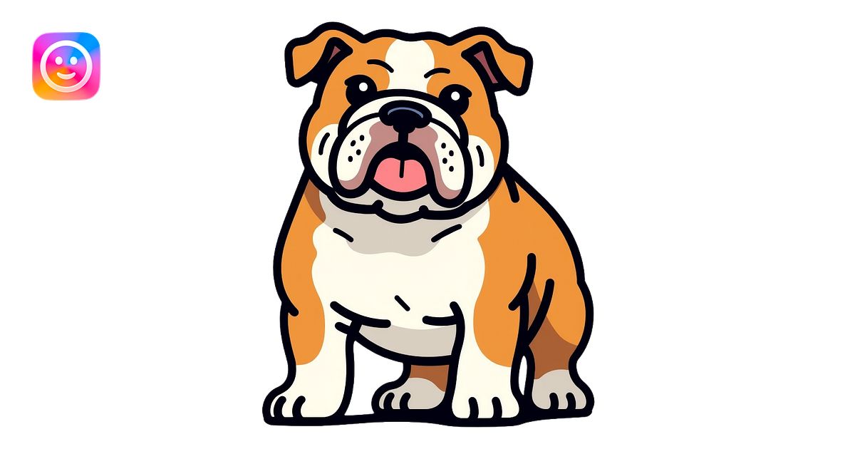 full body bulldog standing, muscular stocky build, short legs icon | AI ...