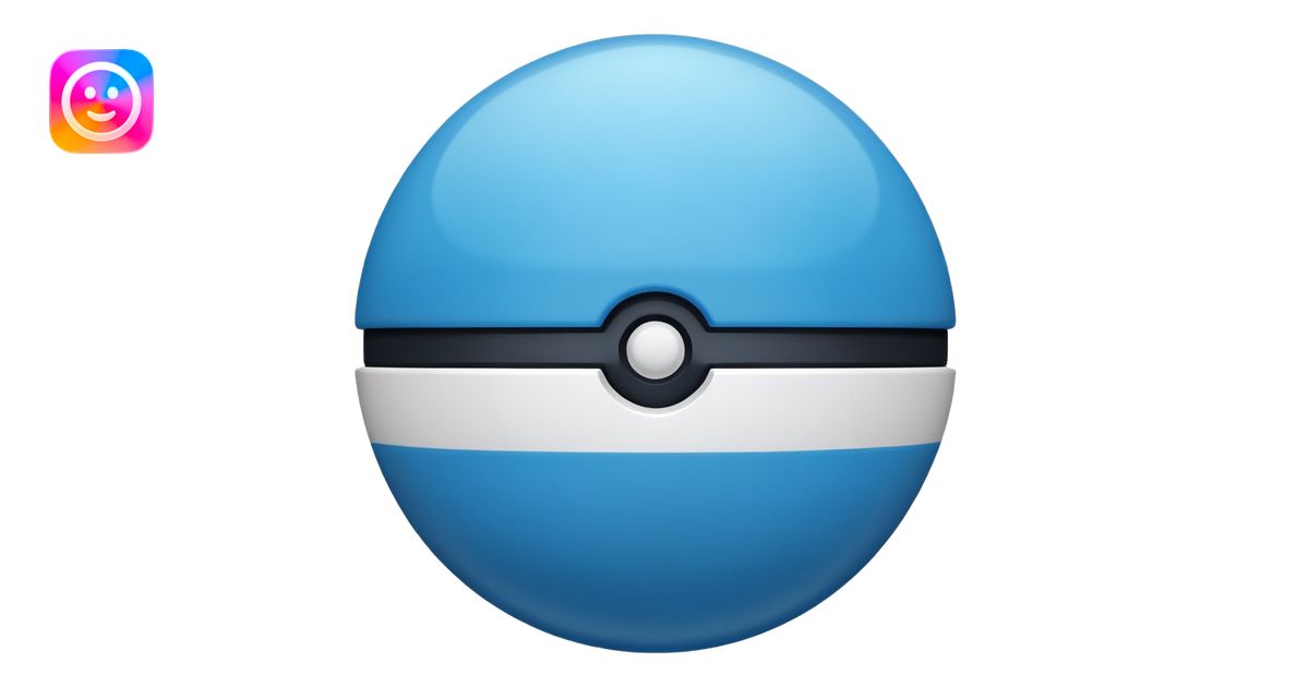blue pokeball emoji, top half is a more saturated blue, bottom half is ...