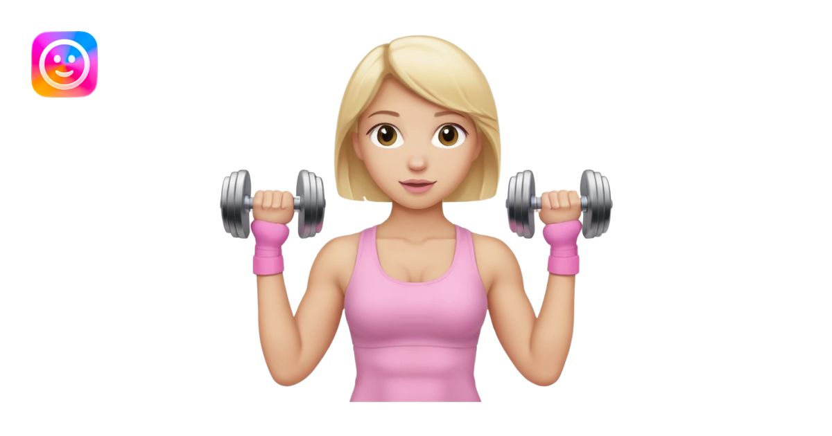 Blonde lean girl wearing baby pink lifting two dumbbells emoji | AI ...