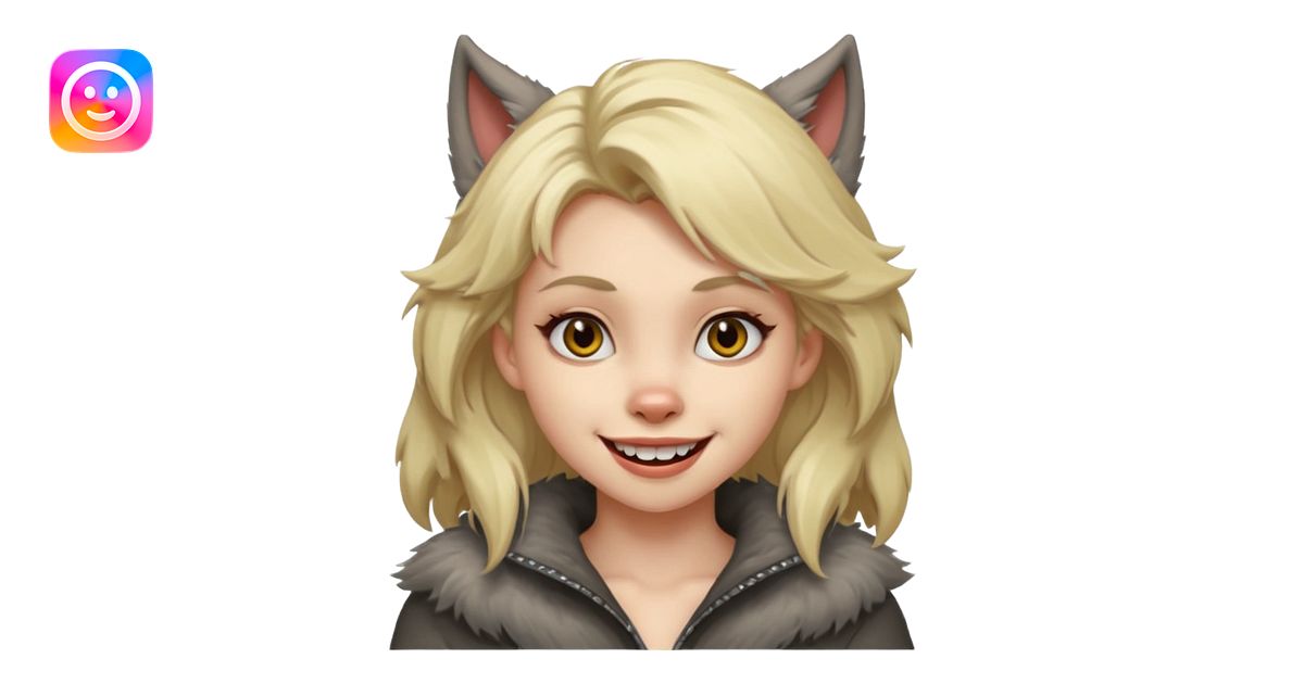 Werewolf blode girl with a smile emoji | AI Emoji Generator