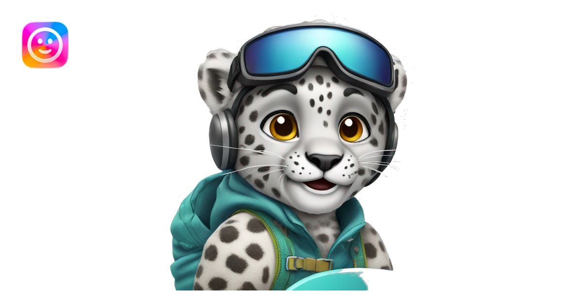 Snow leopard snowboarding emoji | AI Emoji Generator