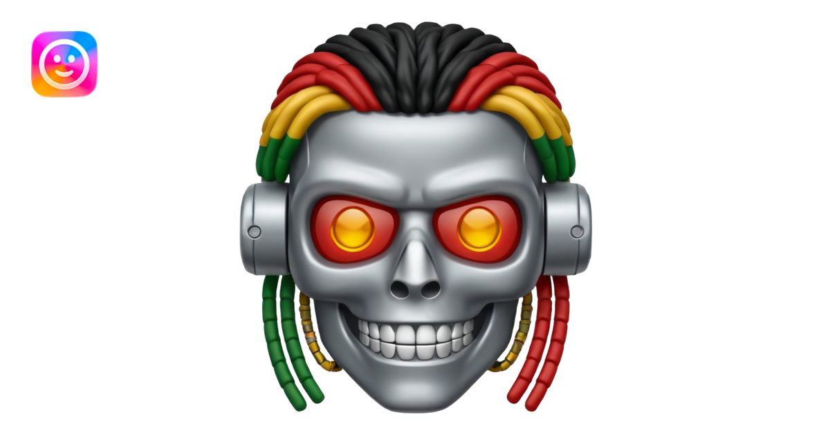 smiling rasta terminator silver emoji | AI Emoji Generator