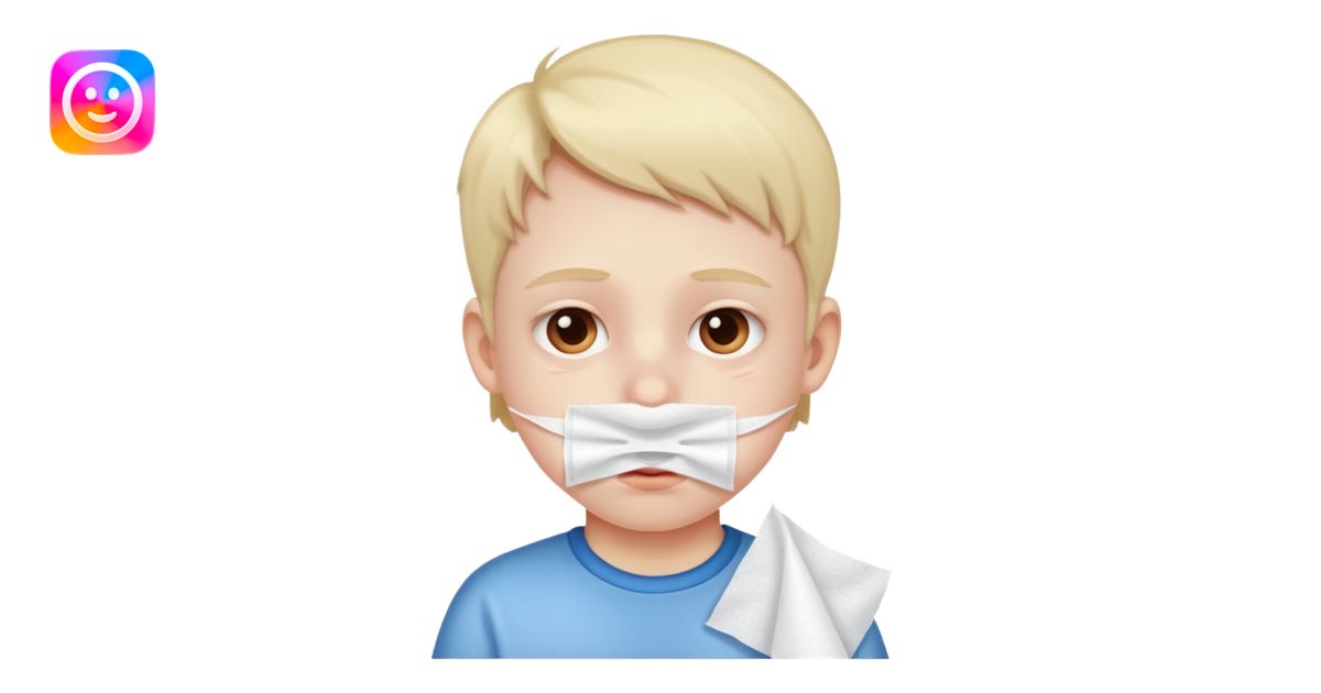 sick kid with tissue on nose and fever emoji | AI Emoji Generator