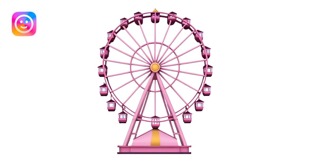 mix light pink dark pink and white girly theme park Ferris wheel emoji ...
