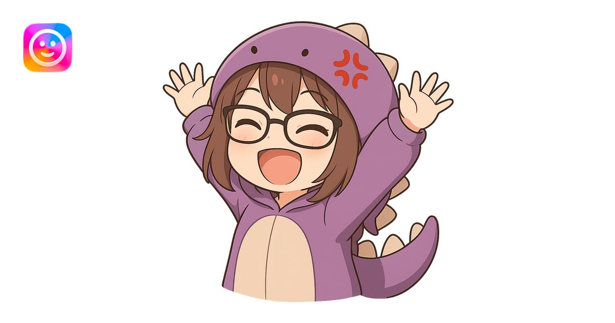 Chibi anime style gamer girl with glasses, brown hair, dark purple eyes ...