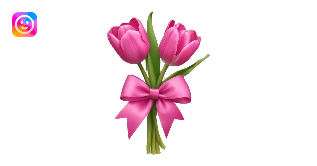 Pink tulips with a bow emoji | AI Emoji Generator