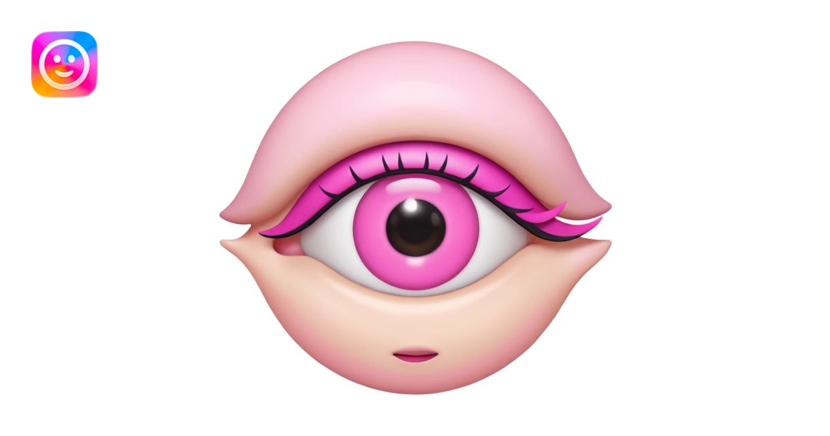genera un emoji 3d en formato ios de un ojo con eyeliner rosa emoji ...
