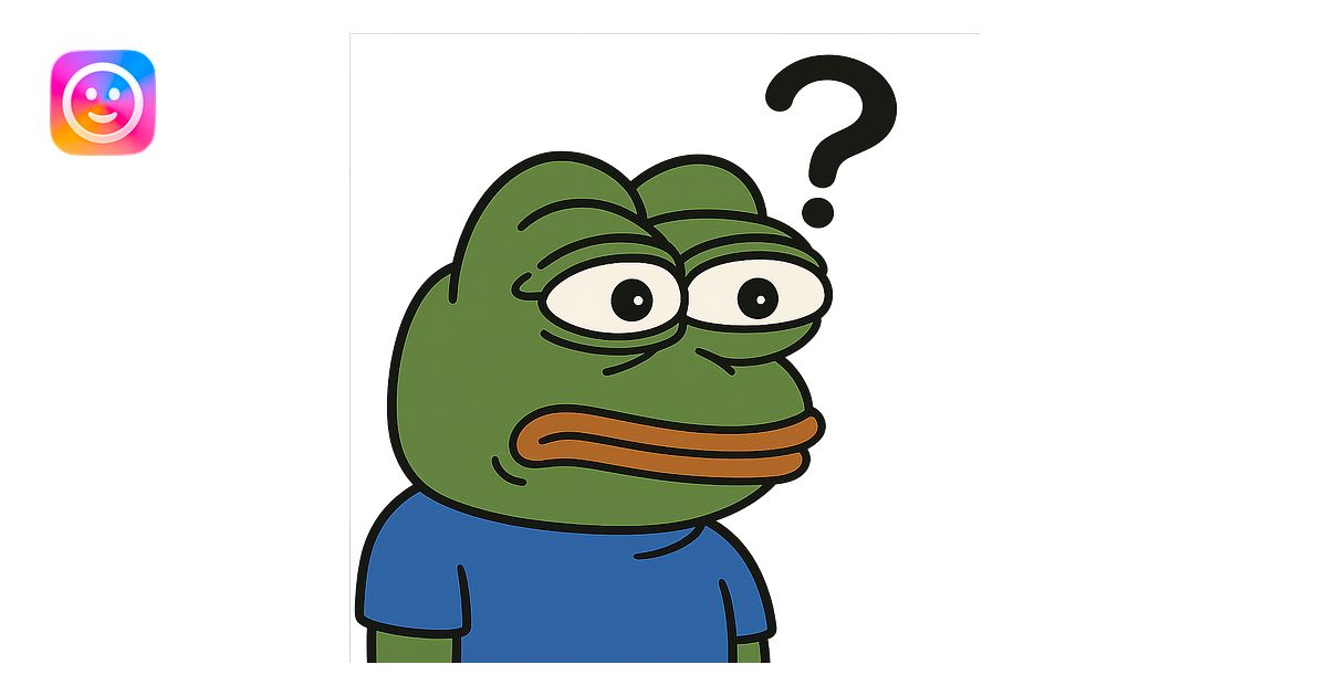 pepe the frog with a confused expression image | AI Emoji Generator
