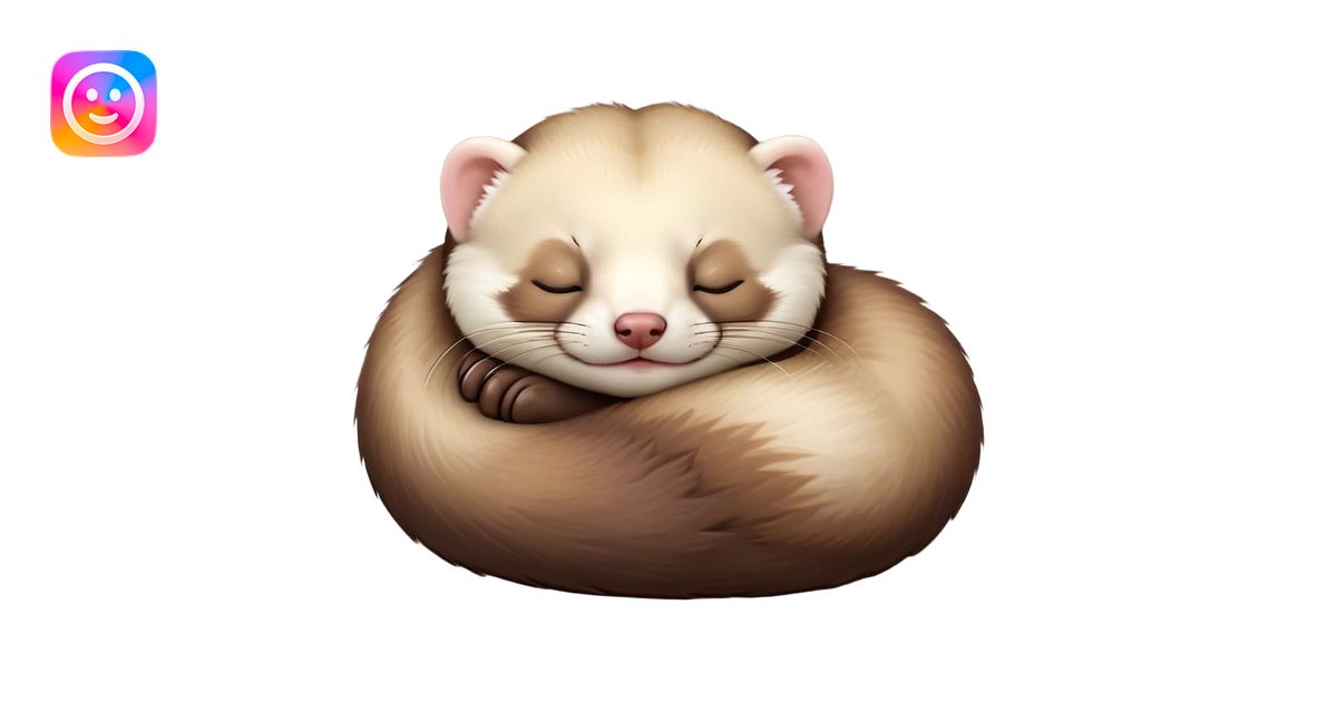 Meme-Worthy Cute Sleeping sable ferret Portrait Emoji, Head resting ...