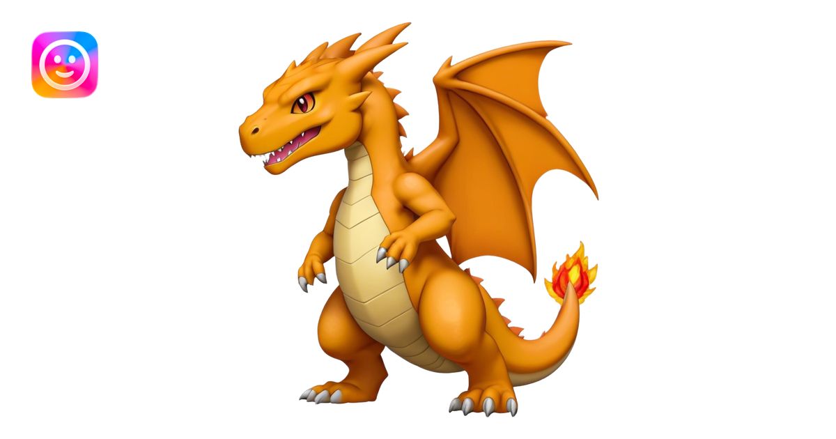 Cool edgy Agumon-Charizard-Digimon, full body emoji | AI Emoji Generator
