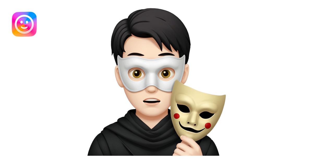 guy holding mask but his face is creepy emoji | AI Emoji Generator