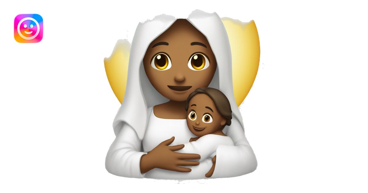 Maria mother of Jesus with Jesus in hands white skin emoji | AI Emoji ...