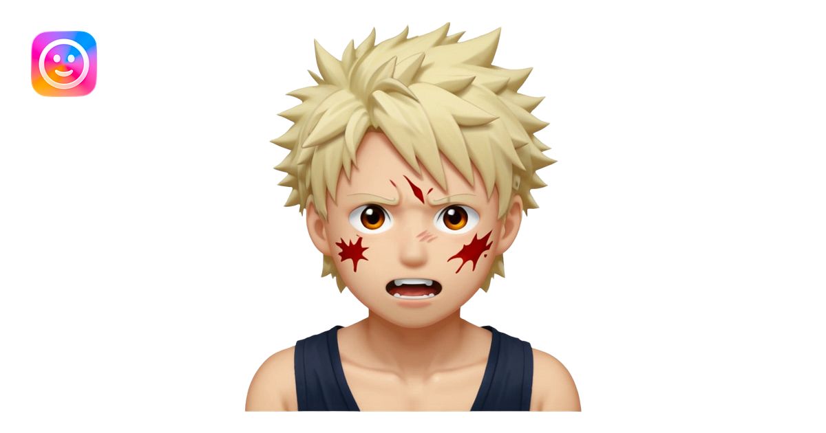 Katsuki Bakugo with his eyes rolled back and his eyebrows tilted back ...