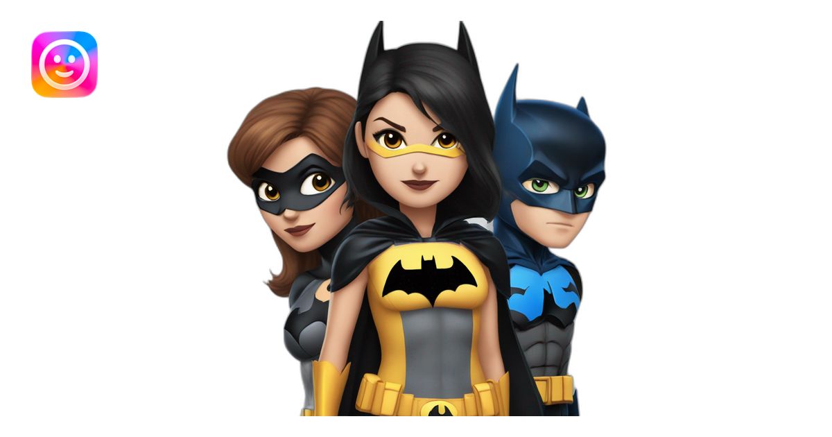 batman batgirl robin nightwing in a row emoji | AI Emoji Generator