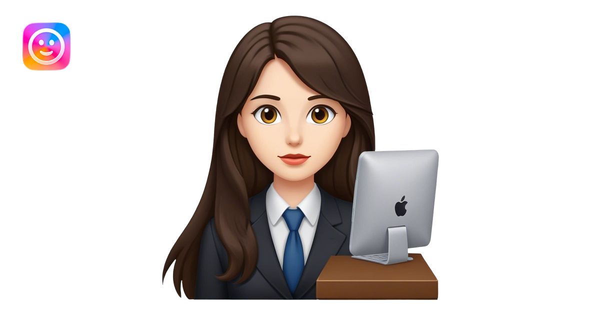 long haired brunette secretary emoji | AI Emoji Generator