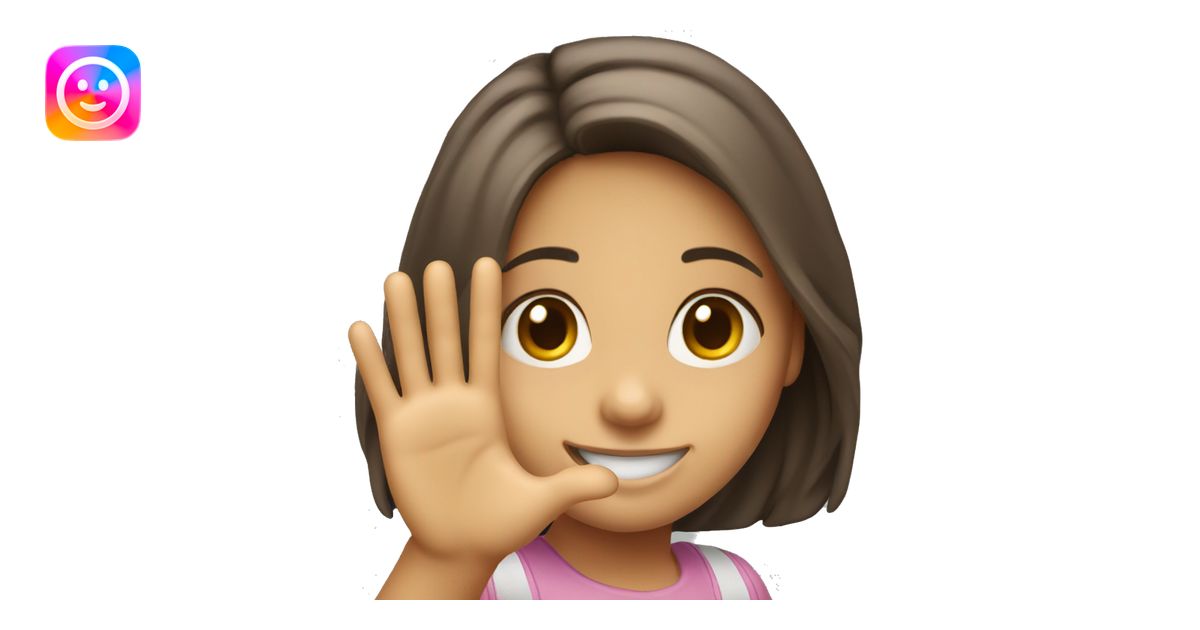 This smiling girl waving hey emoji | AI Emoji Generator
