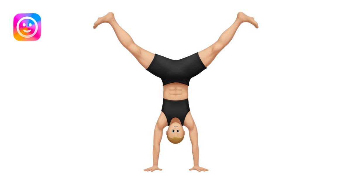 black shorts and tank tops white man one handhandstand emoji | AI Emoji ...
