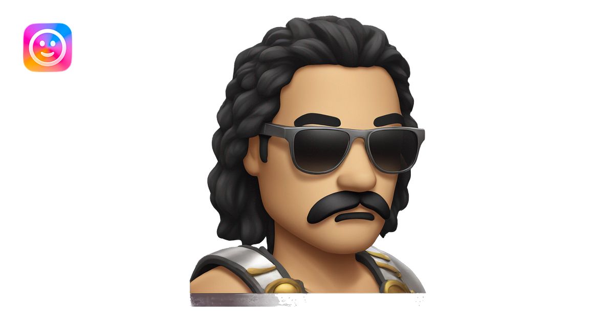 gladiator with long black hair, black moustache and sunglasses emoji ...