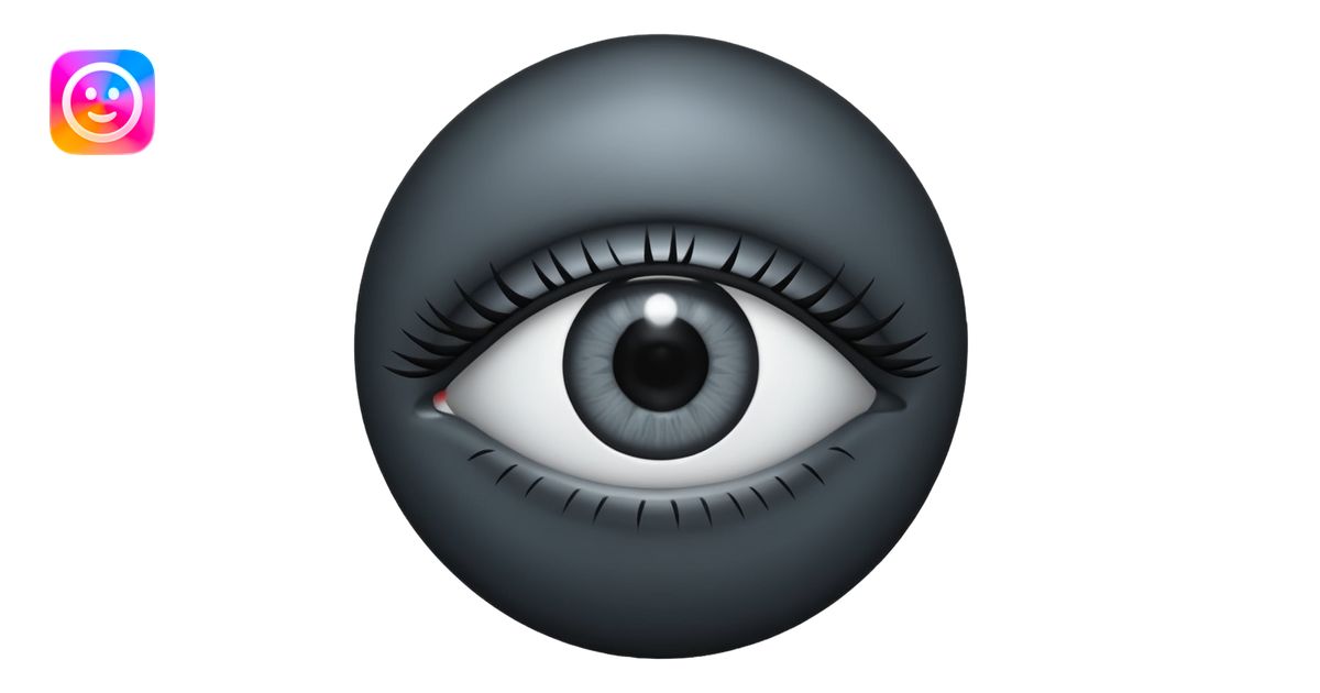 Minimal emoji, gothic futuristic eye, cold grey sclera, the pupil is ...