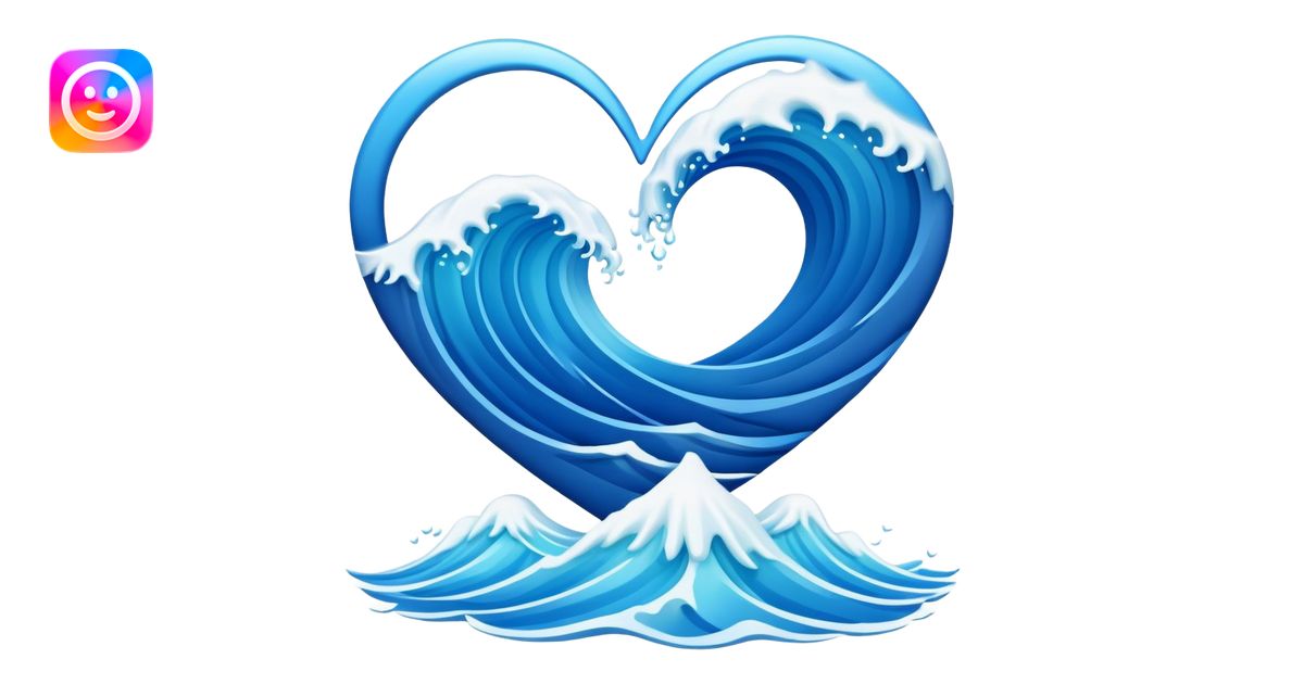 Ocean wave in 3d heart emoji | AI Emoji Generator