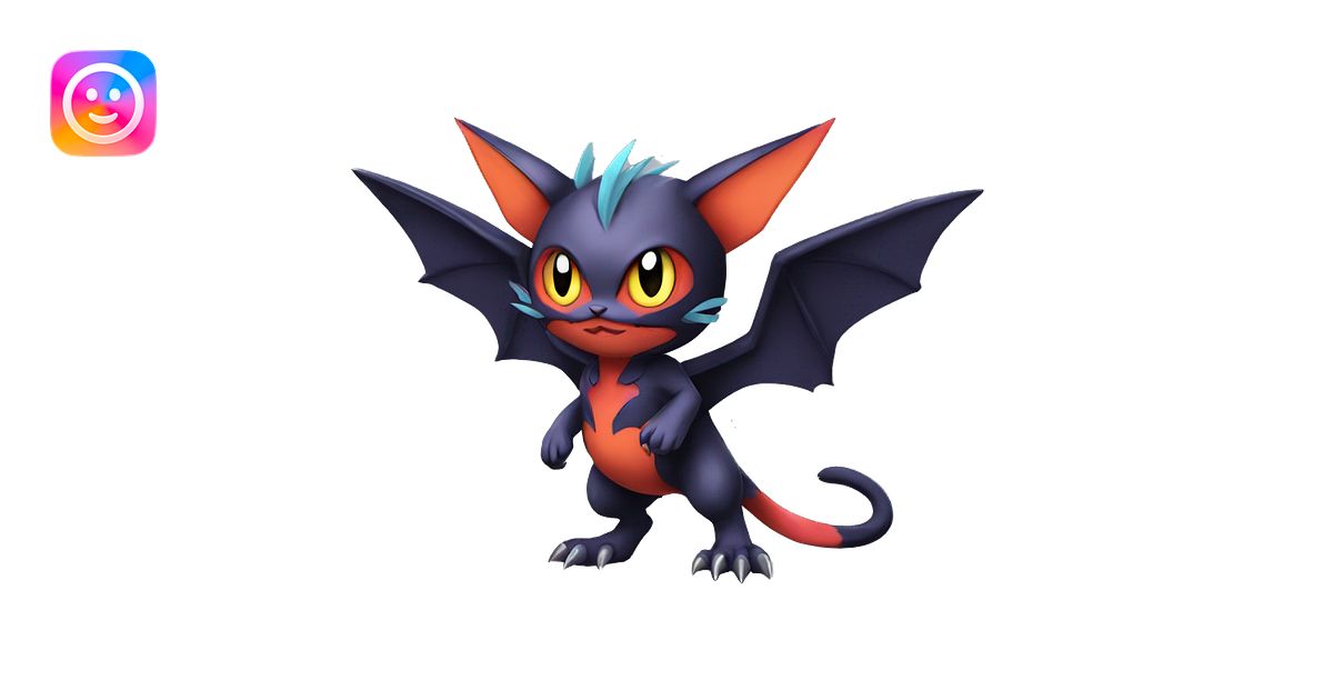 Cool Cute Edgy Chibi Noibat-Litten-Pokémon-Fakémon-hybrid emoji | AI ...
